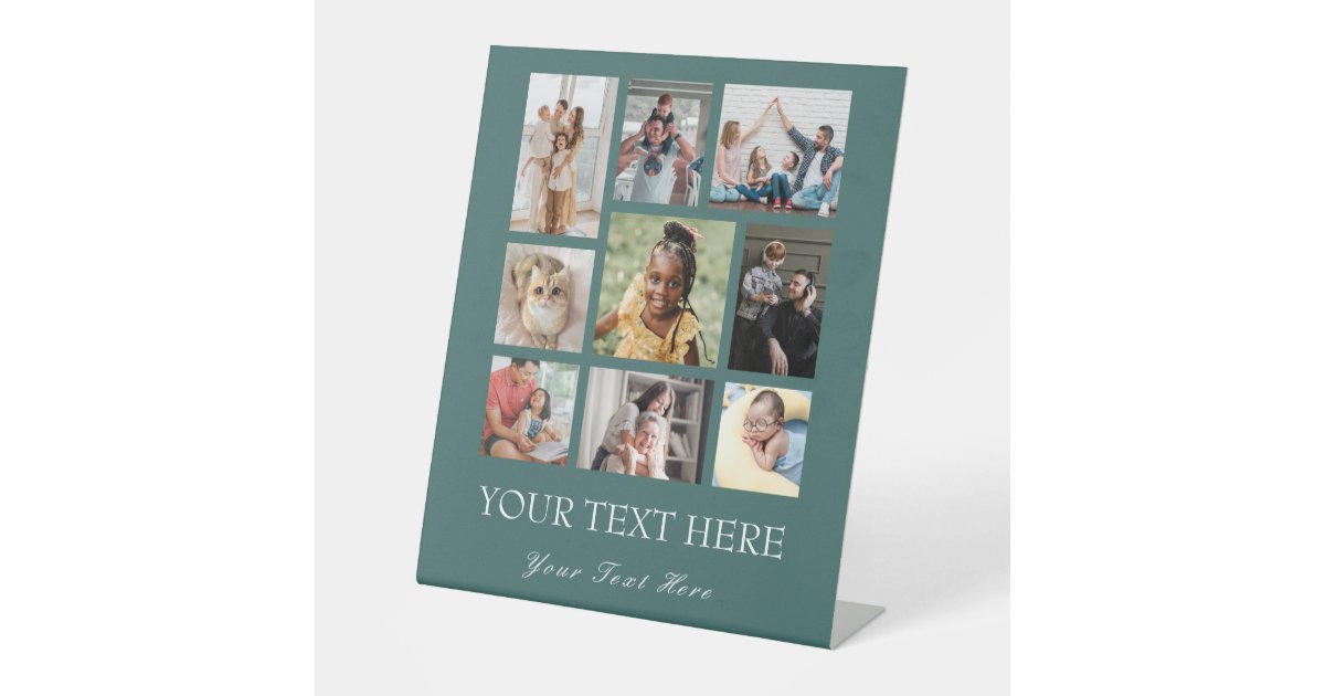 9 Photo Collage Family Pedestal Sign | Zazzle