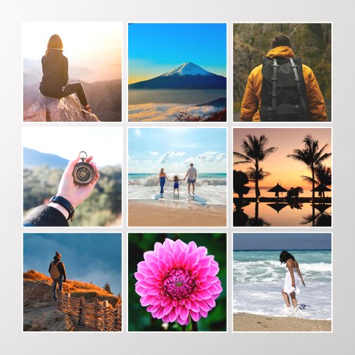 9 Photo Collage Nine Picture Gallery Customizable Wall Decal | Zazzle