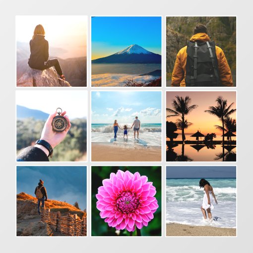 9 Photo Collage Nine Picture Gallery Customizable Wall Decal | Zazzle