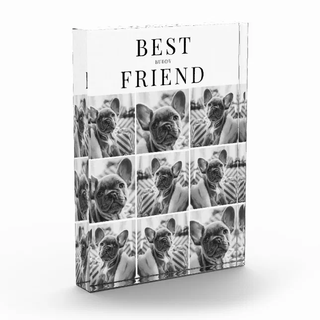 9 Photo Collage White Best Friend Photo Block | Zazzle