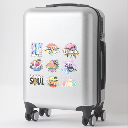 9 Retro Neon Tropical Summer Beach Sticker | Zazzle