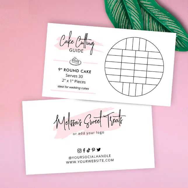 9" Round Cake Cutting Guide 2x1" Portions Size Enclosure Card | Zazzle