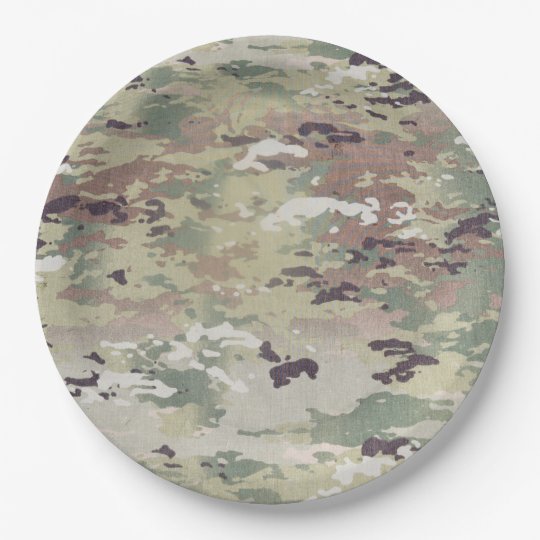 9" Round Paper Plate Army OCP Camo Uniform Camofla | Zazzle.com