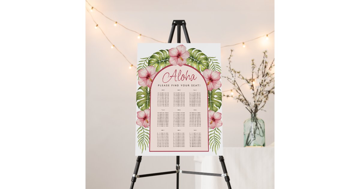 9 Table Hawaii Aloha Tropical Floral Seating Chart Foam Board | Zazzle