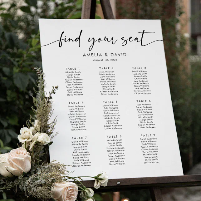 9 Tables Find Your Seat Seating Chart Foam Board | Zazzle