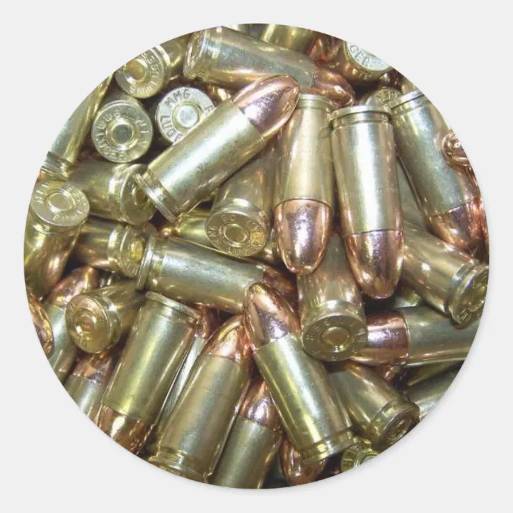 9mm ammo Ammunition Classic Round Sticker | Zazzle