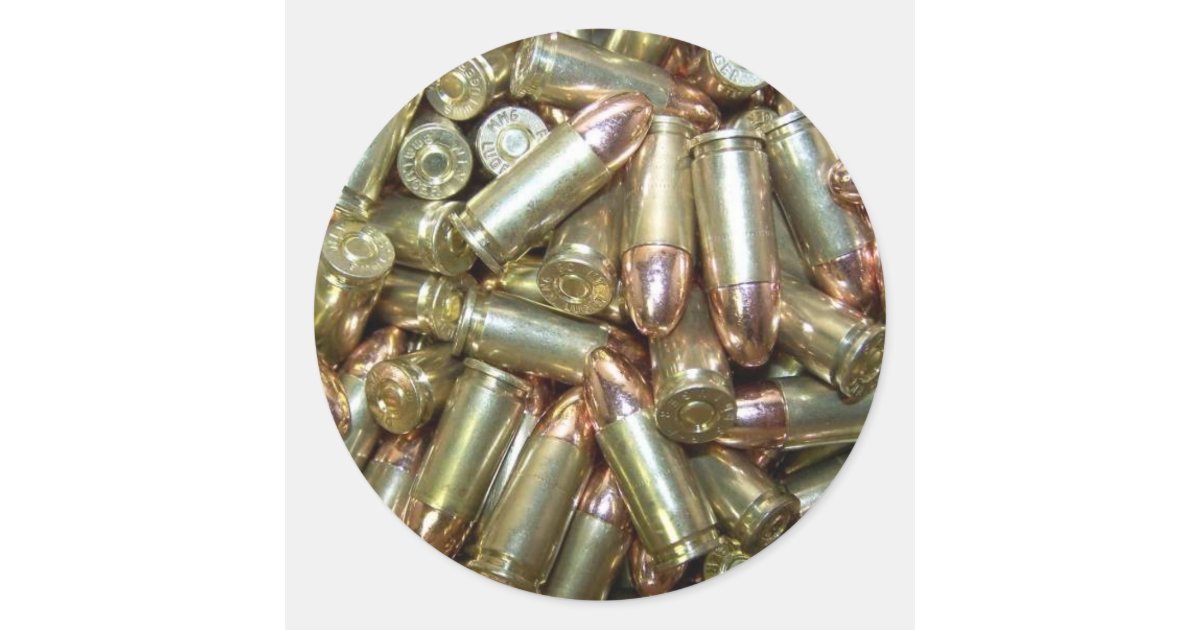 9mm ammo Ammunition Classic Round Sticker | Zazzle
