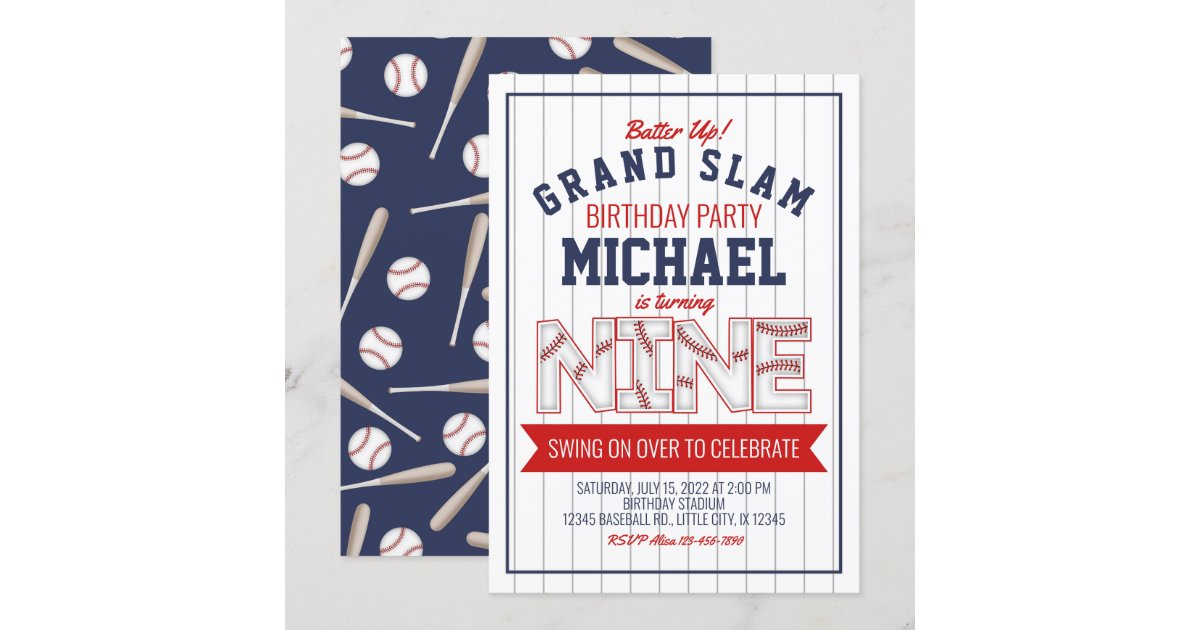 9th Baseball Birthday Invitation | Zazzle