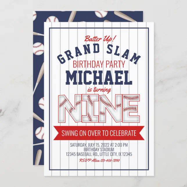 9th Baseball Birthday Invitation | Zazzle