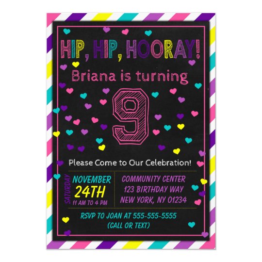 9th Birthday Invitation for a Girls Birthday Party | Zazzle.com