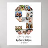 9th Birthday Number 9 Photo Collage Custom Picture Poster | Zazzle