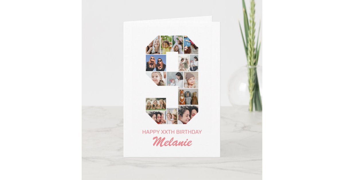 9th Birthday Number 9 Photo Collage Personalized Card | Zazzle
