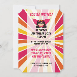 9th Birthday Party Girls Superhero Pink Comic Invi Invitation | Zazzle