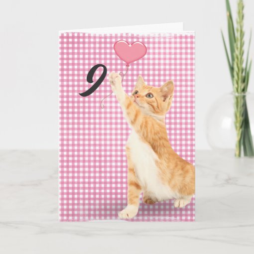 9th birthday tabby cat card | Zazzle