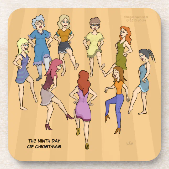 9th Day of Christmas (9 Ladies Dancing) Coaster | Zazzle