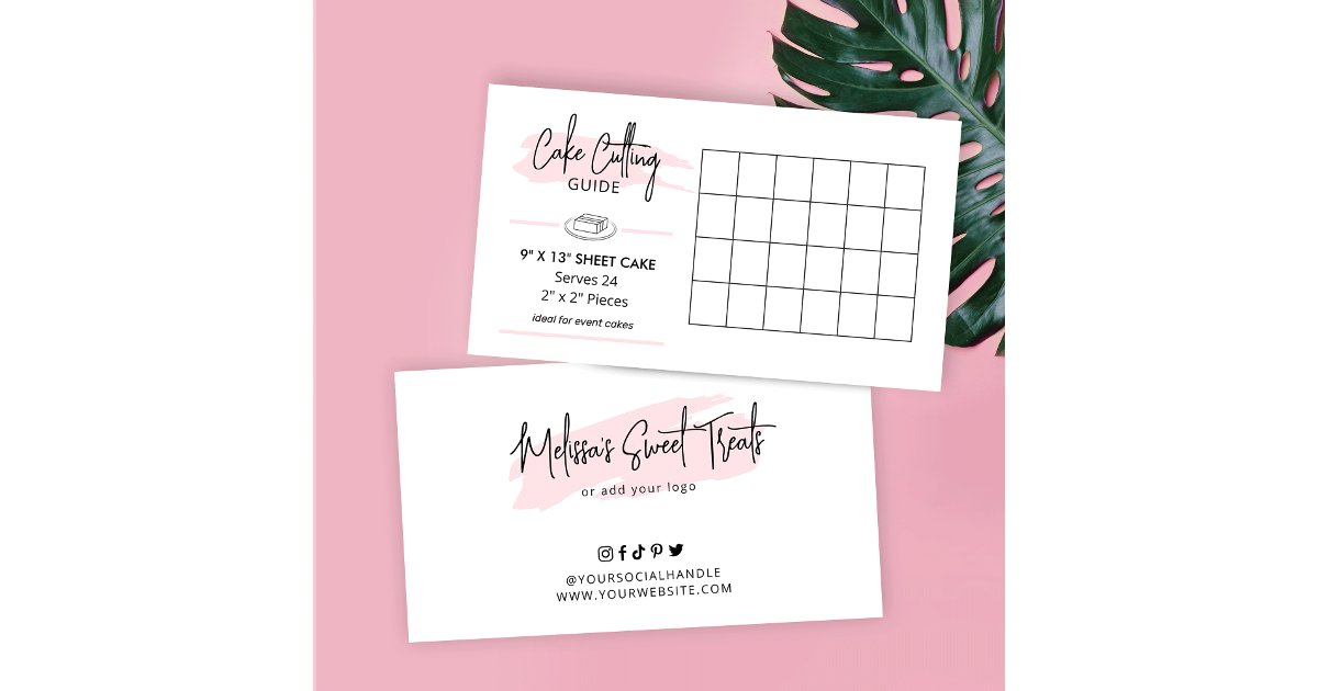 9x13" Sheet Cake Cutting Guide 2x2 Party Portions Enclosure Card | Zazzle