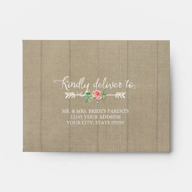 A2 RSVP Response Arrow Boho Bohemian Wood Wedding Envelope | Zazzle