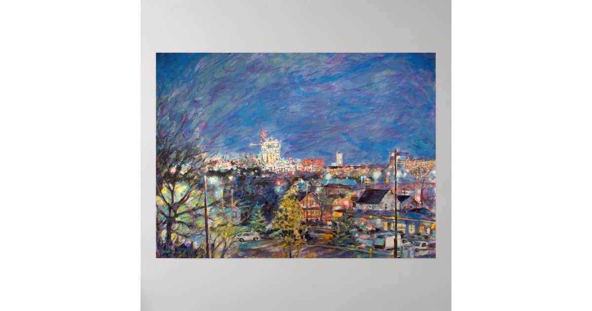 A2 SKYLINE NIGHT VIEW POSTER | Zazzle