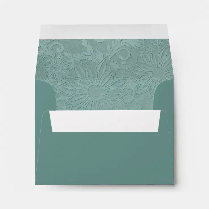 A2 Teal Envelopes with Teal Damask Design Inside | Zazzle