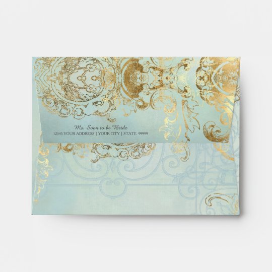 A2 Thank You Note Elegant Faux Gold Scroll Vintage Envelope | Zazzle.com
