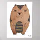 A3 Modern Brown Bear Kids Art Illustration Poster | Zazzle
