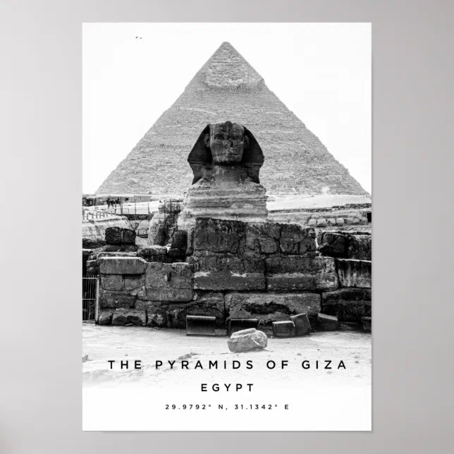 A3 Pyramids Of Giza Egypt Coordinates Poster | Zazzle