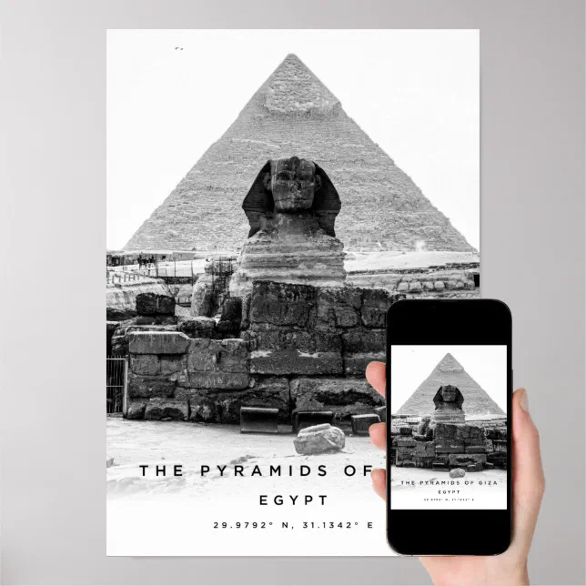 A3 Pyramids Of Giza Egypt Coordinates Poster | Zazzle