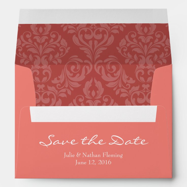 A7 5x7 Coral Save the Date Envelopes | Zazzle