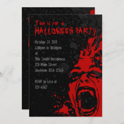 A7 Bloody Scream Halloween Invitations | Zazzle