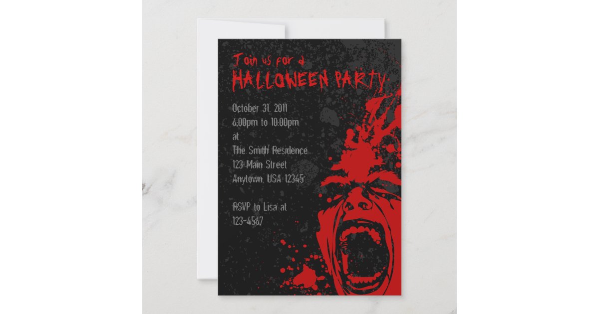 A7 Bloody Scream Halloween Invitations | Zazzle