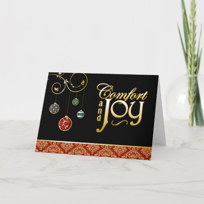A7 Comfort and Joy Mod Ornaments Christmas Card | Zazzle.com