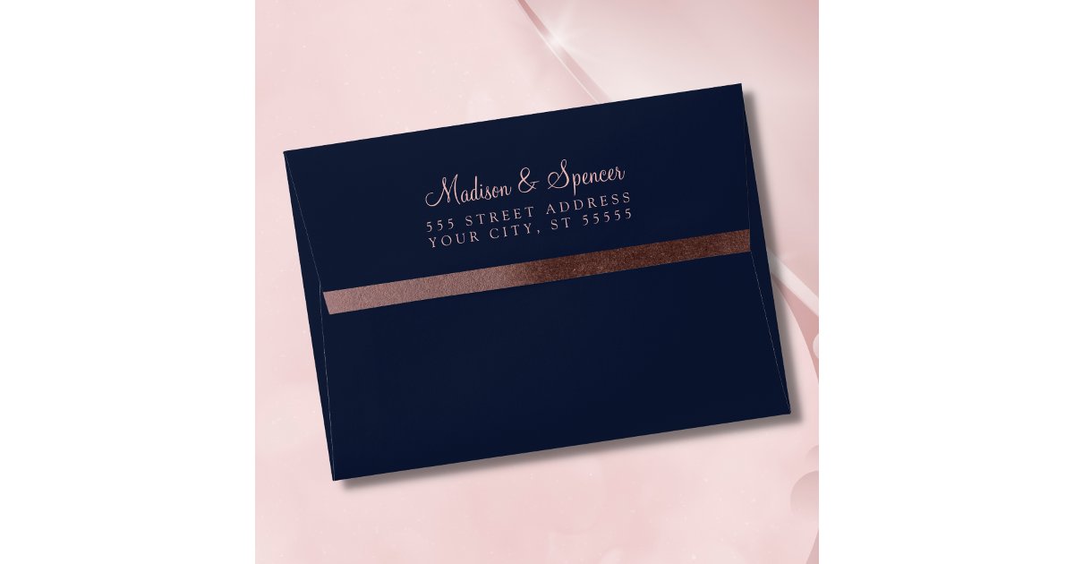 A7 Rose Gold Foil Return Address Wedding Mailing Envelope | Zazzle