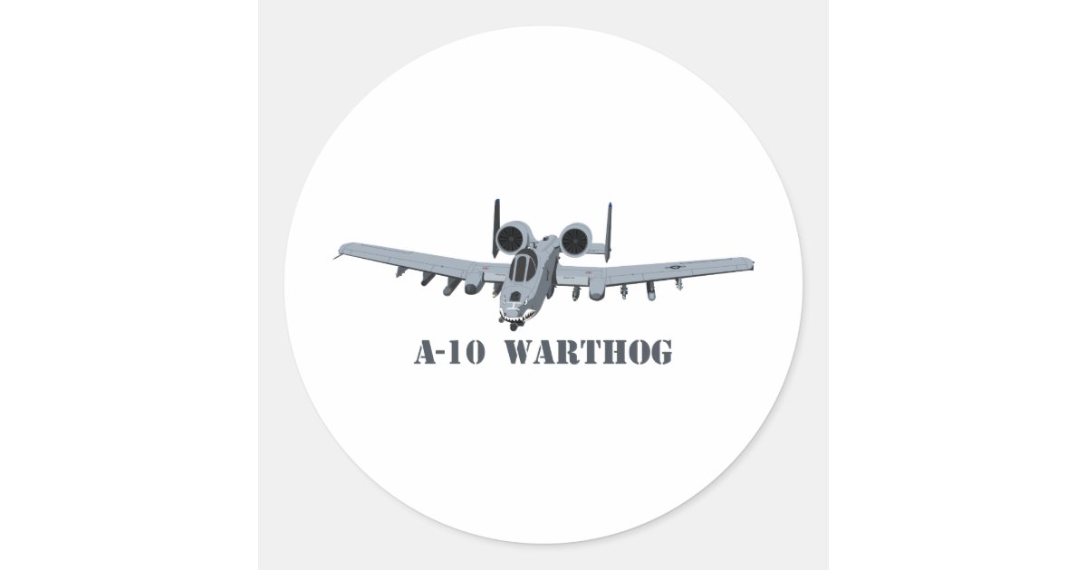 A-10 Warthog Classic Round Sticker | Zazzle