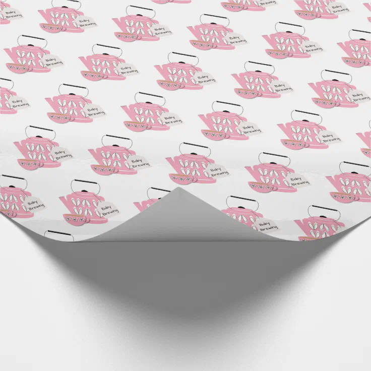 A Baby Is Brewing Baby Girl Shower Diaper Raffle Wrapping Paper | Zazzle