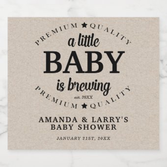 A Baby is Brewing Baby Shower Beer Bottle Label | Zazzle