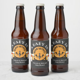 A baby is brewing Baby Shower beer labels | Zazzle