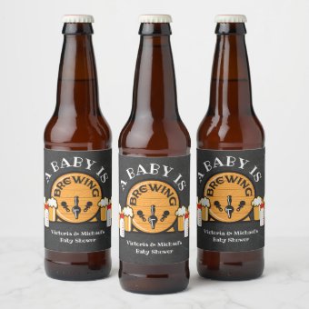 A baby is brewing Baby Shower beer labels | Zazzle
