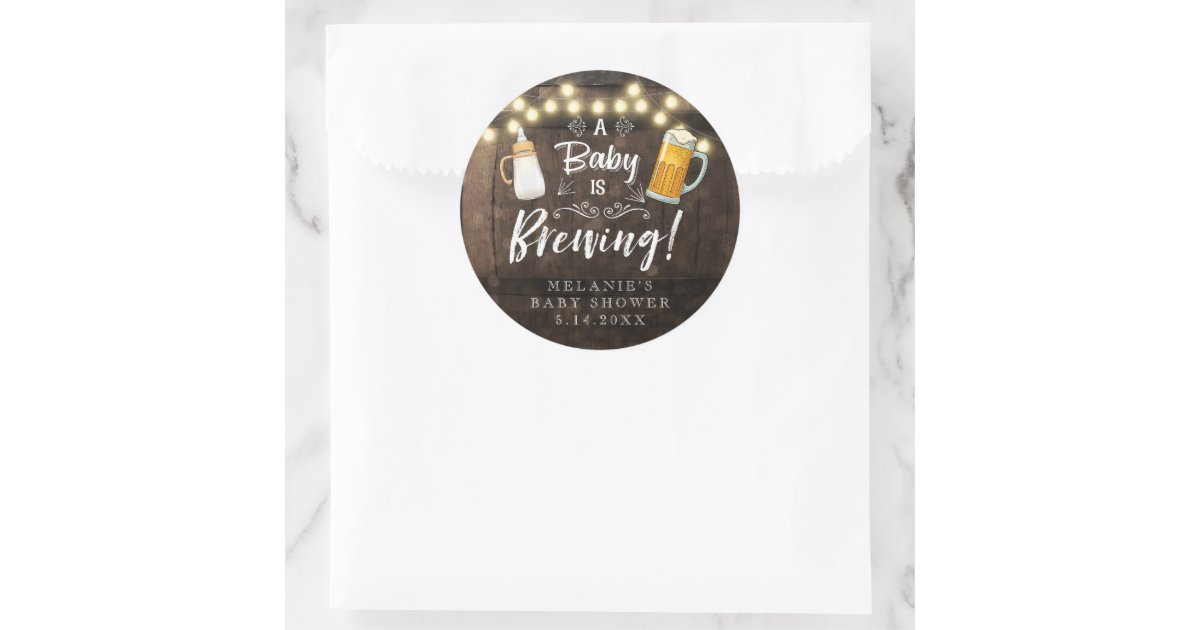 A Baby Is Brewing Baby Shower Favor Classic Round Sticker | Zazzle