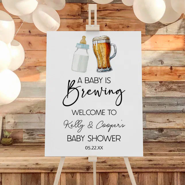 A Baby Is Brewing Beer Baby Shower Welcome Sign | Zazzle
