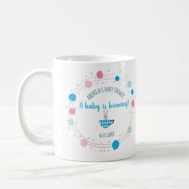 A Baby is Brewing Blue Teacup Baby Boy Shower Coffee Mug | Zazzle