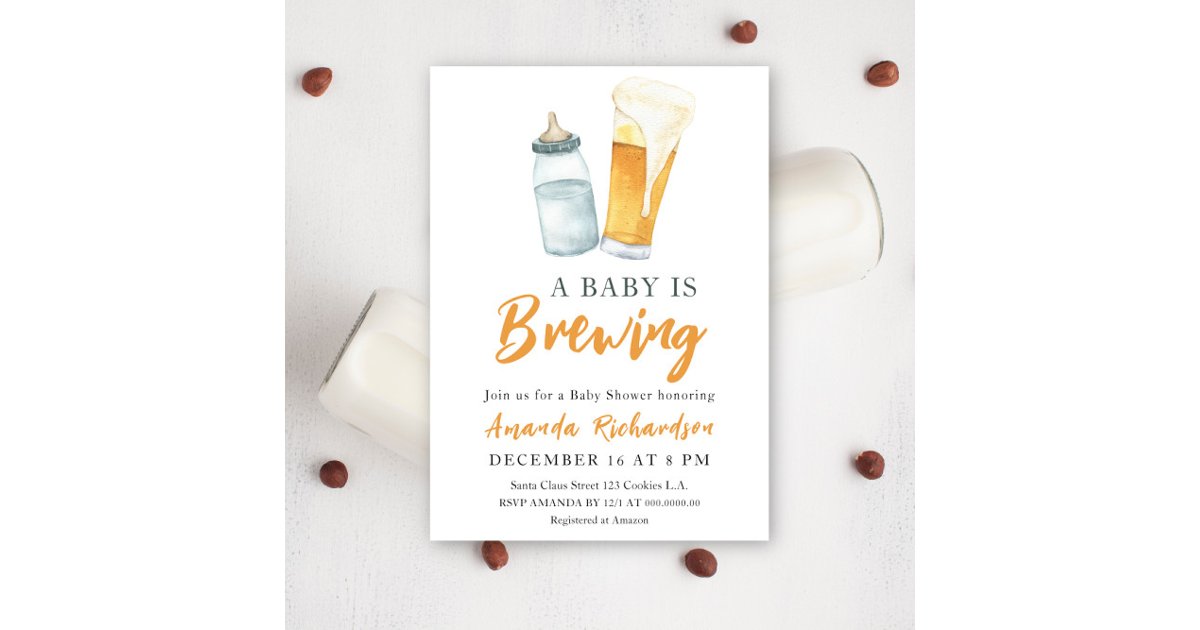 A Baby Is Brewing Bottle Beer Baby Shower Invitation | Zazzle
