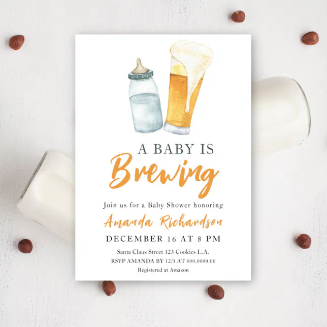 A Baby Is Brewing Bottle Beer Baby Shower Invitation | Zazzle