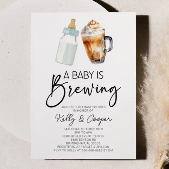 A Baby Is Brewing Bottle Coffee Baby Shower Invitation | Zazzle
