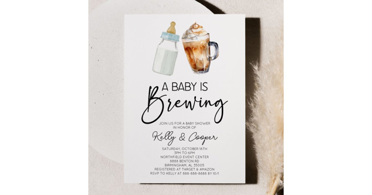 A Baby Is Brewing Bottle Coffee Baby Shower Invitation | Zazzle