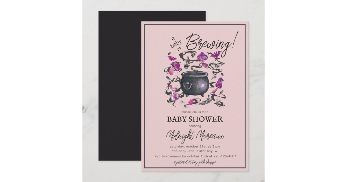 A Baby Is Brewing Cauldron Halloween Baby Shower I Invitation | Zazzle