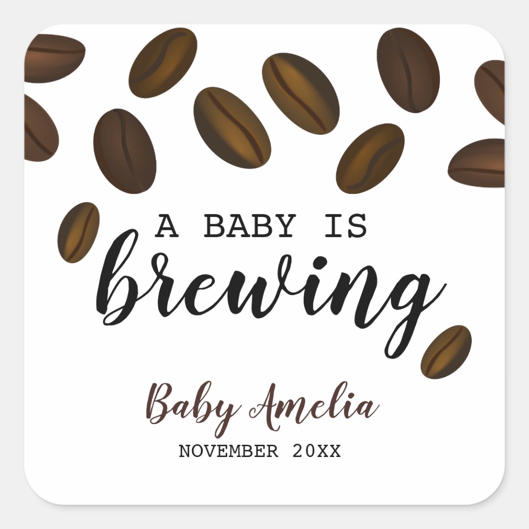 A Baby Is Brewing Coffee Baby Shower Square Sticker | Zazzle