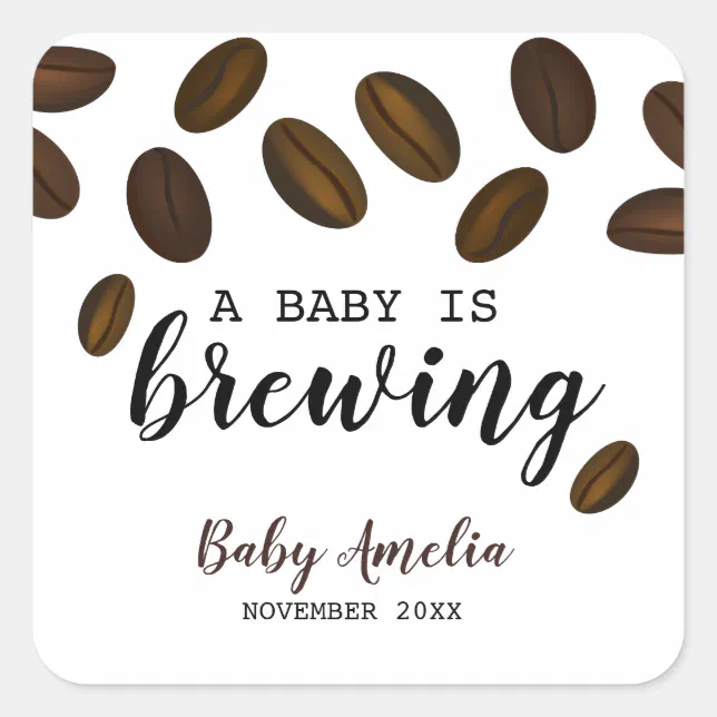 A Baby Is Brewing Coffee Baby Shower Square Sticker | Zazzle
