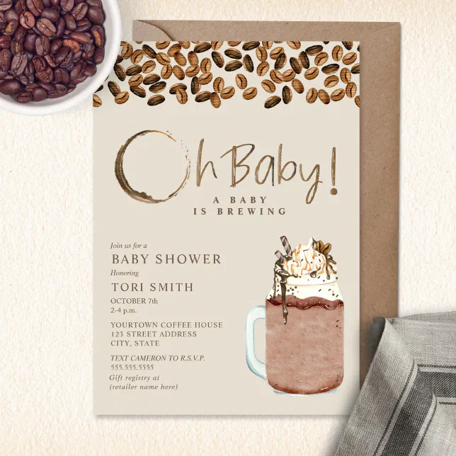 A Baby Is Brewing Cold Brew Coffee Oh Baby Shower Invitation | Zazzle