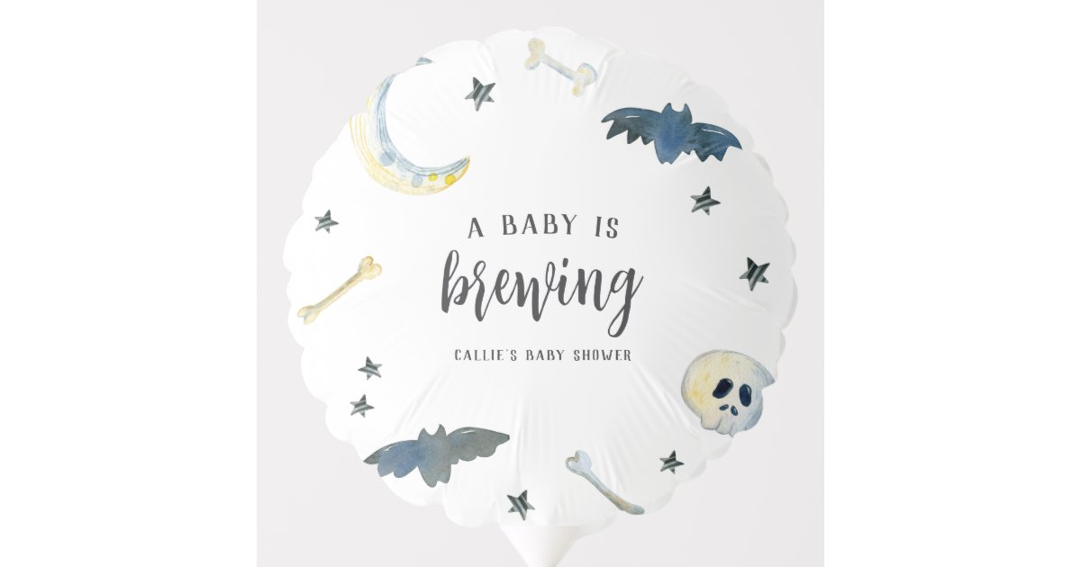 A Baby Is Brewing | Cute Halloween Baby Shower Balloon | Zazzle