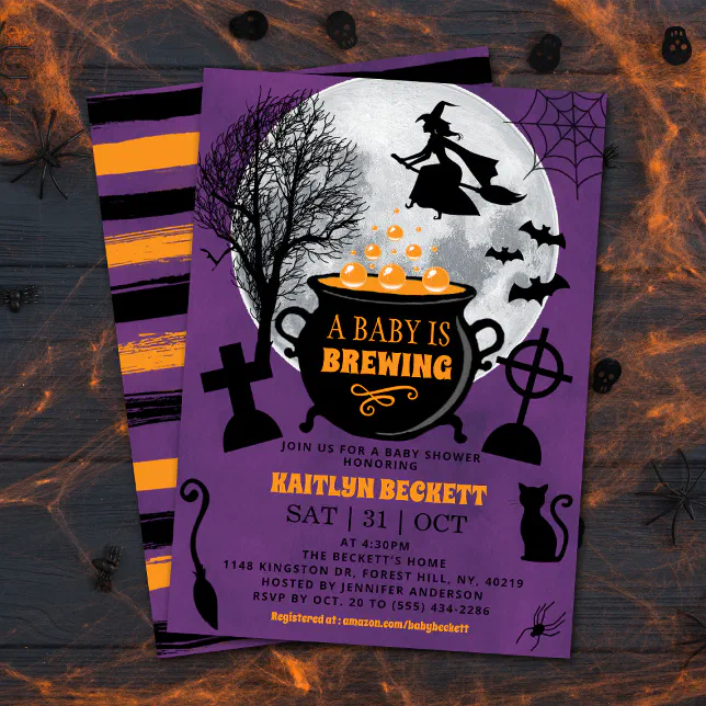 A Baby Is Brewing Halloween Baby Shower Invitation | Zazzle